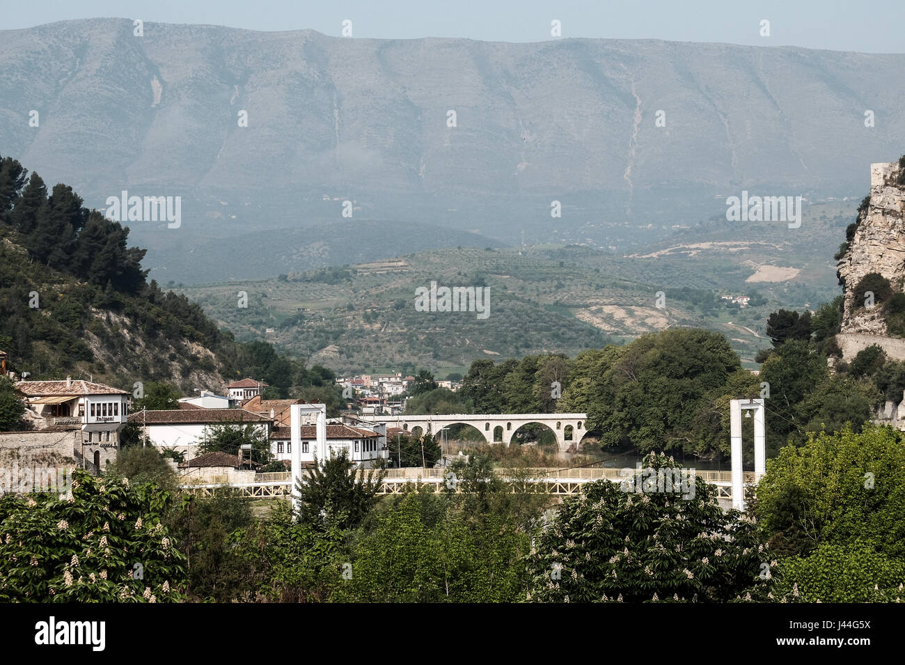 Views of the city of Berat, the capital of Berat County, declared a ...