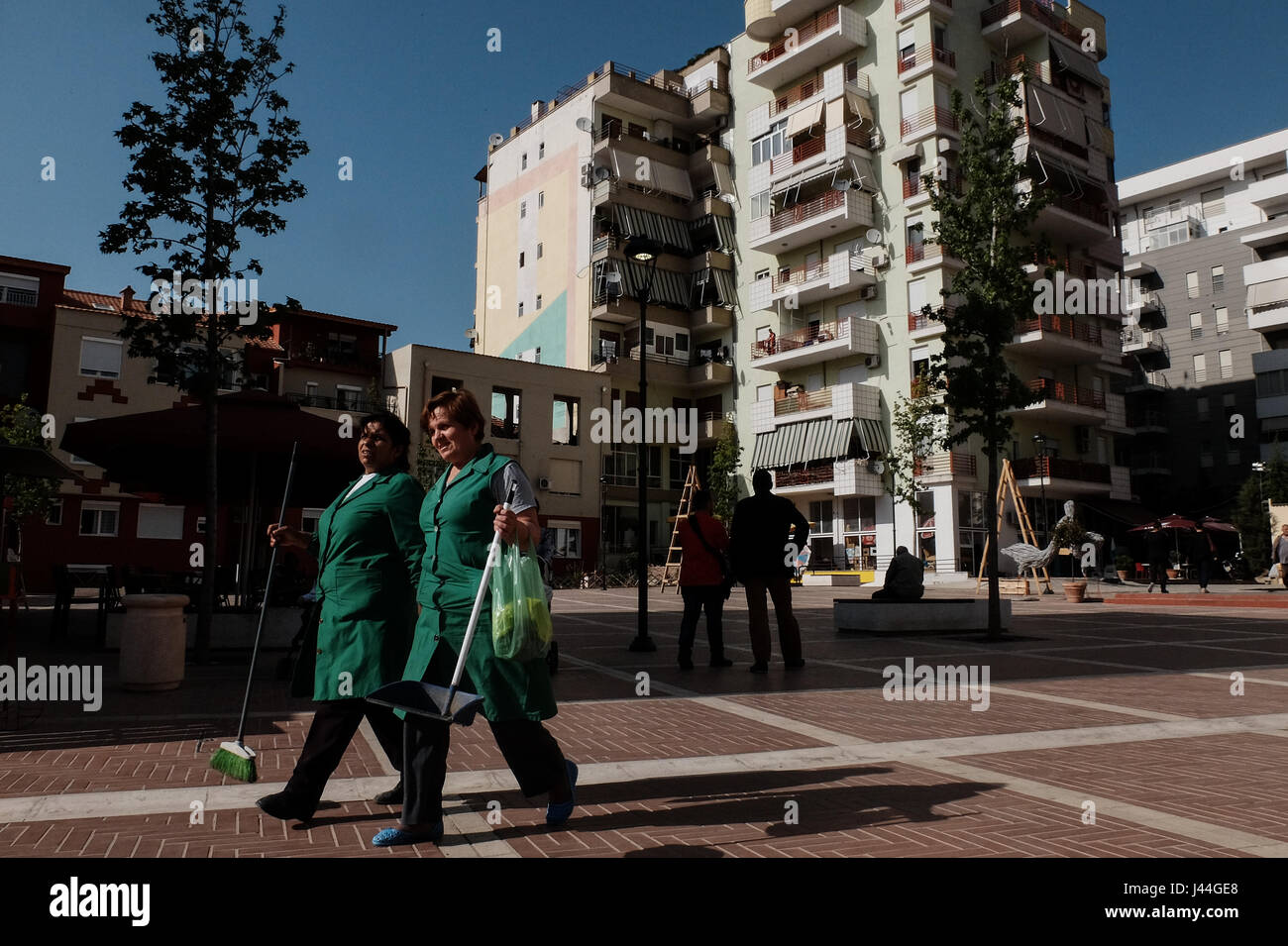 Daily life in the streets of the capital Tirana. Albania has a ...