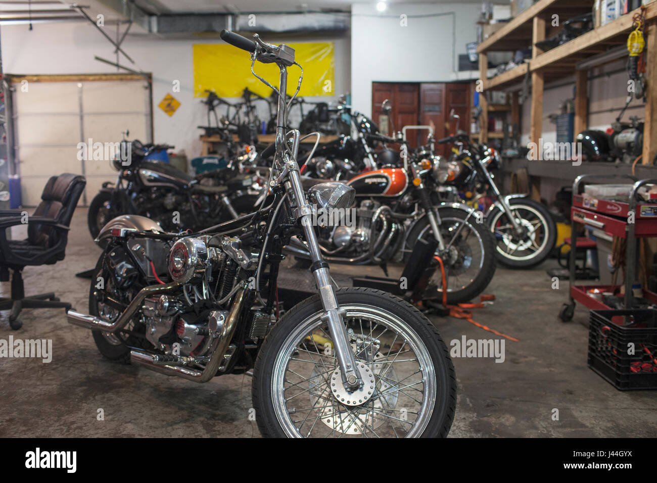 A garage full of motorcycles Stock Photo - Alamy