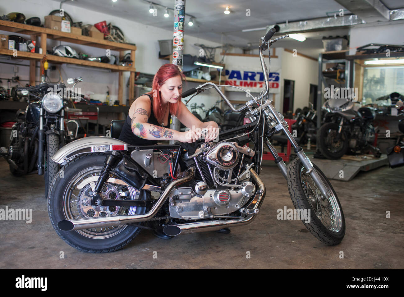 Young women motorcycle hi-res stock photography and images - Alamy