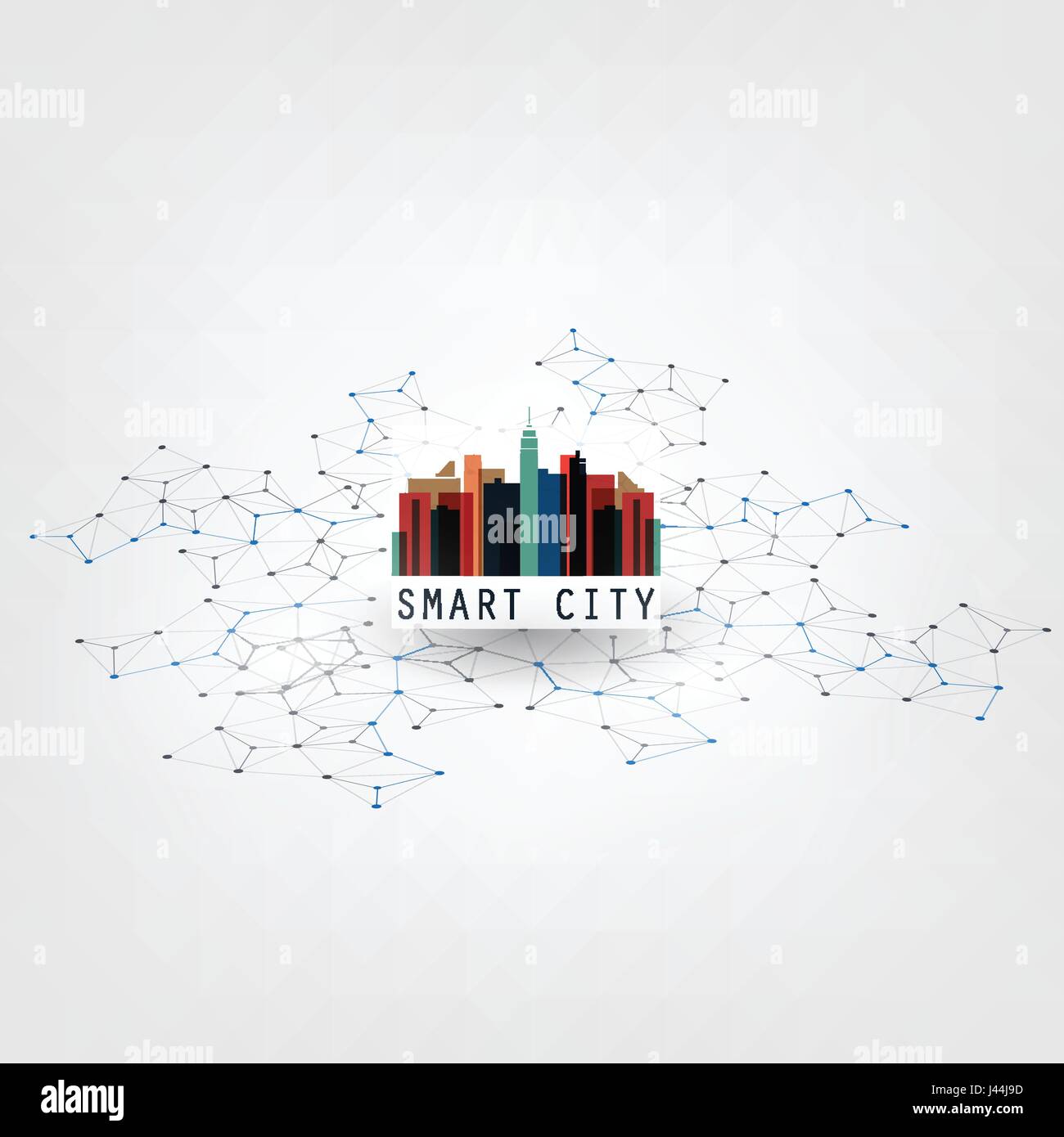 Colorful Iot, Smart City Design Concept - Digital Network Connections ...