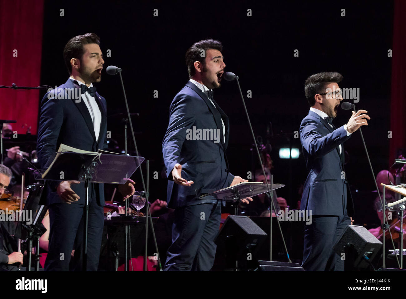 Milan, Italy. 09th May, 2017. The Italian Trio Il Volo on the stage of ...