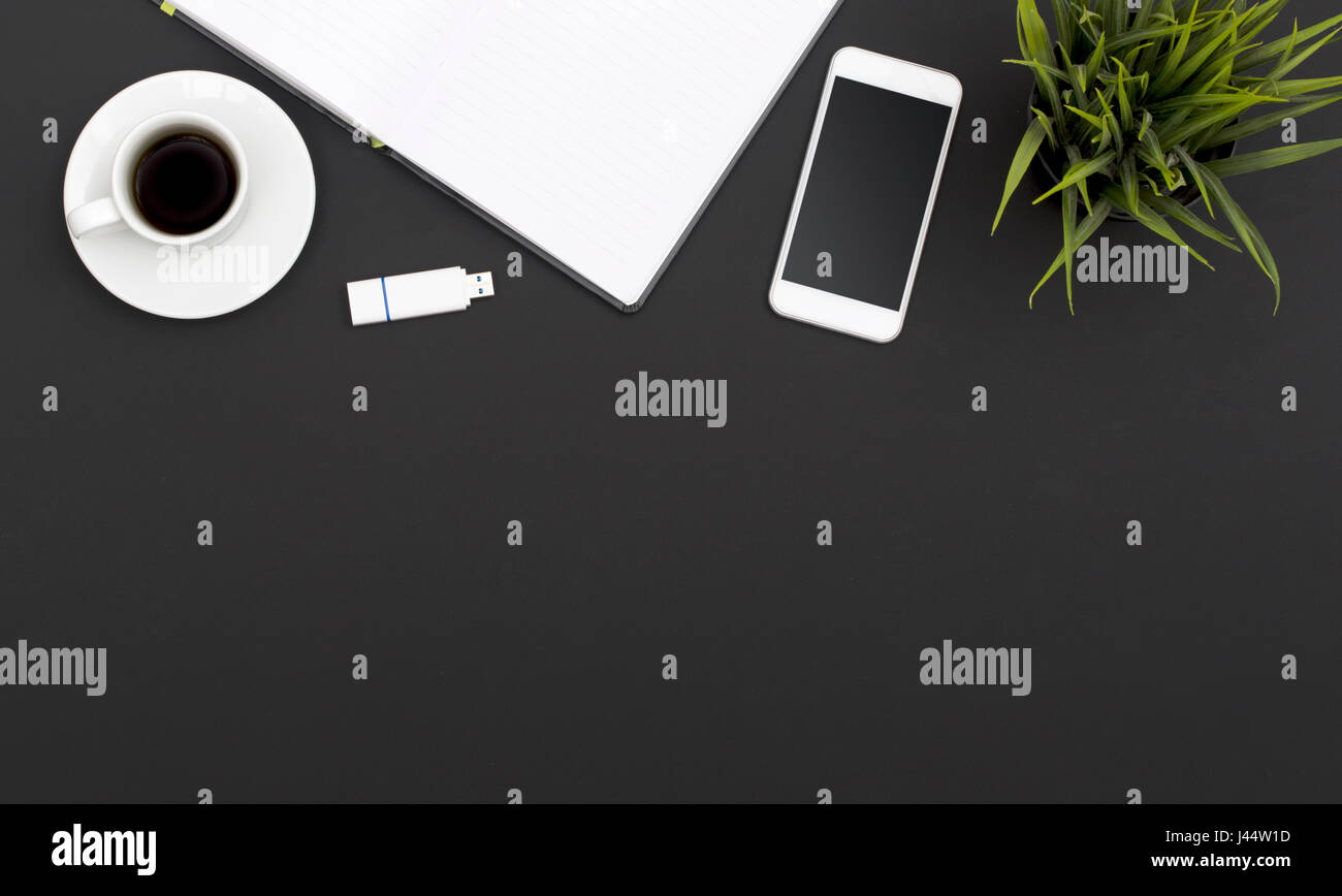 top view office desk header Stock Photo - Alamy