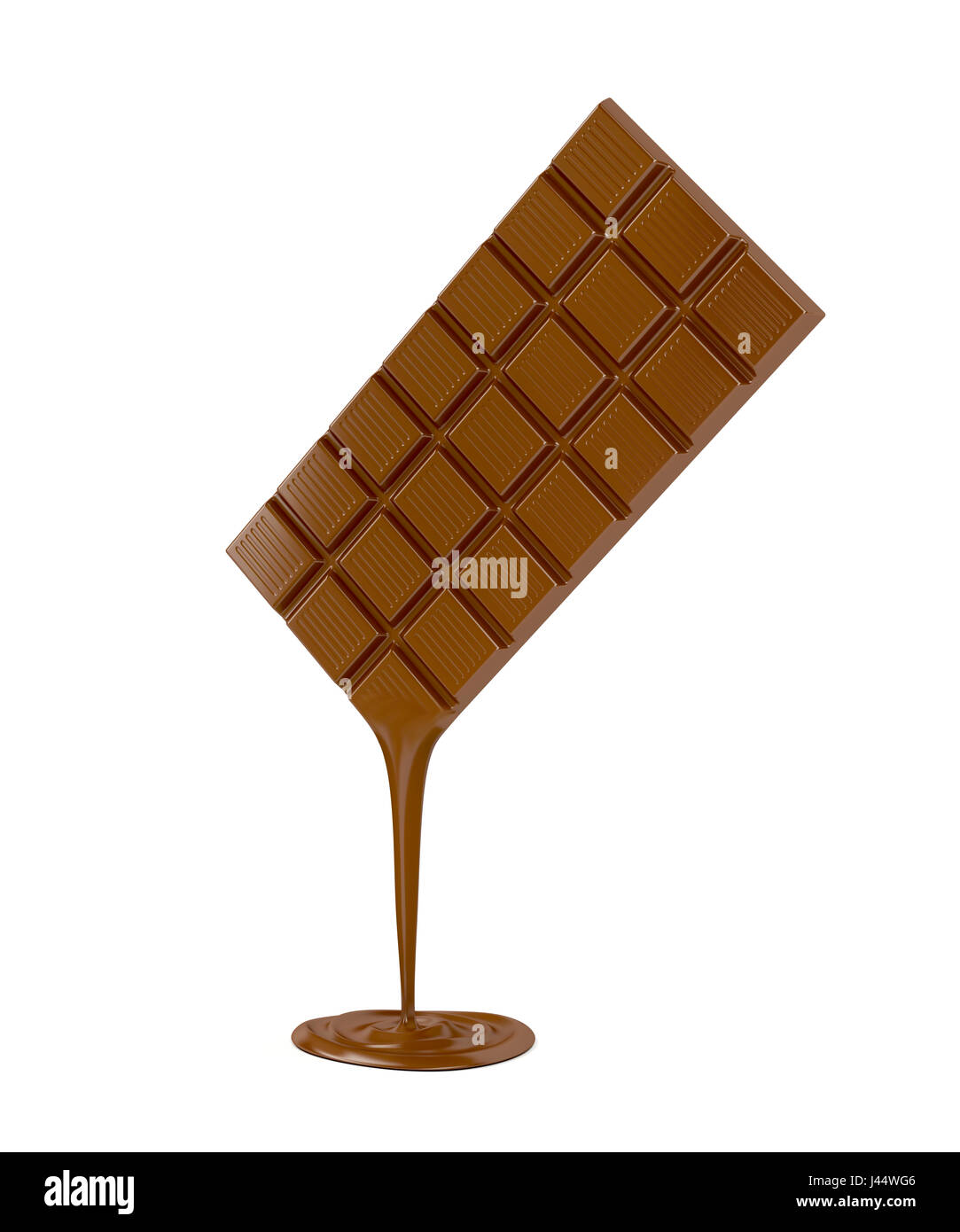 Melted chocolate bar on white background Stock Photo - Alamy