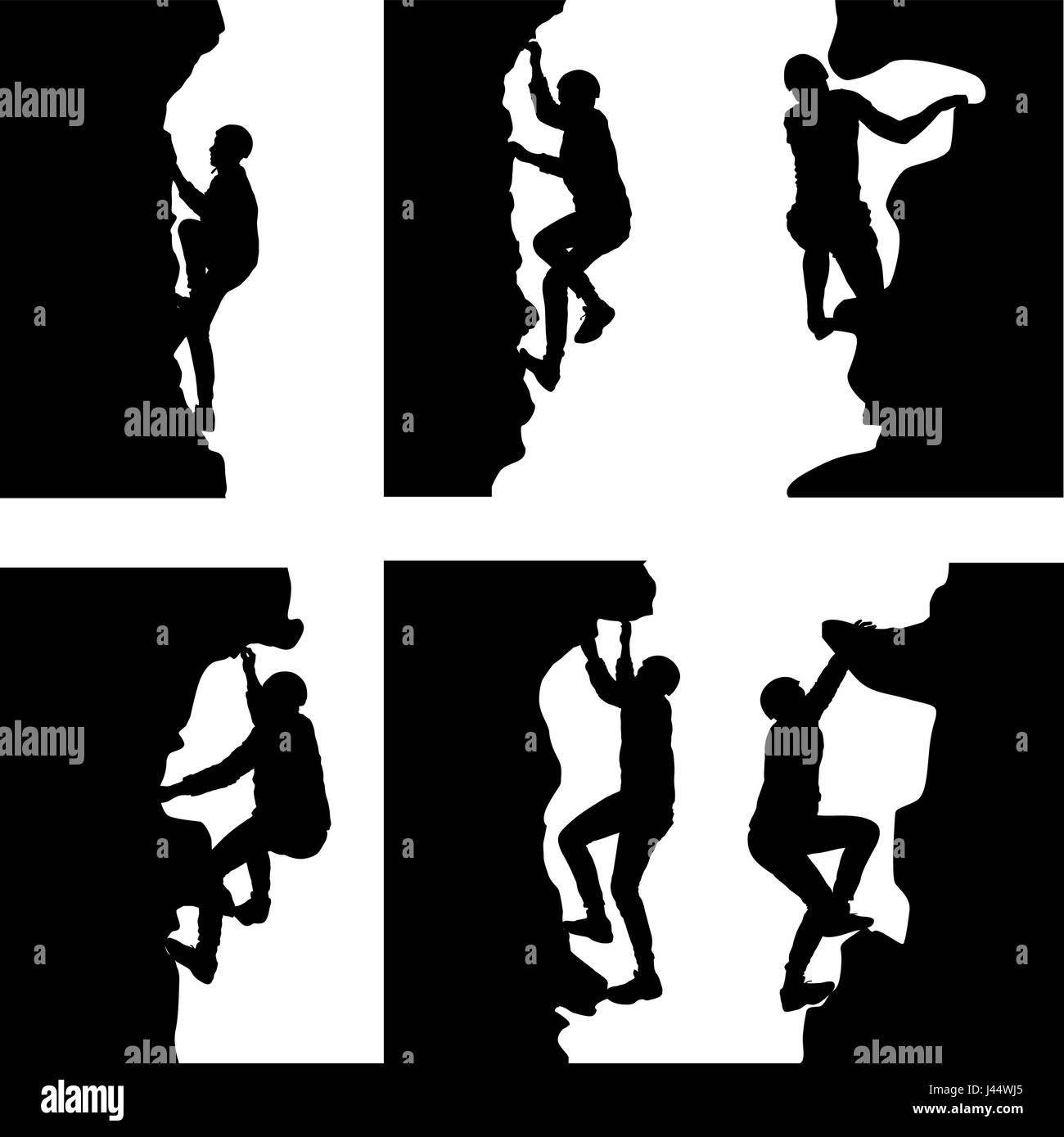 Black set silhouette rock climber on white background Stock Vector ...