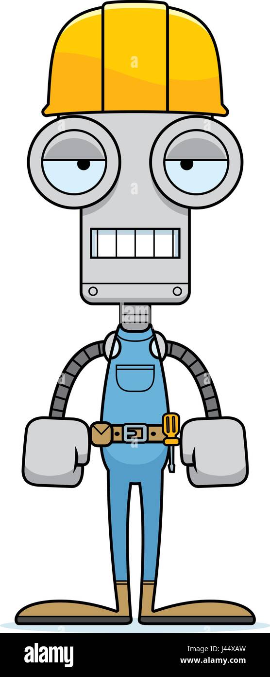 A cartoon construction worker robot looking bored Stock Vector Image ...