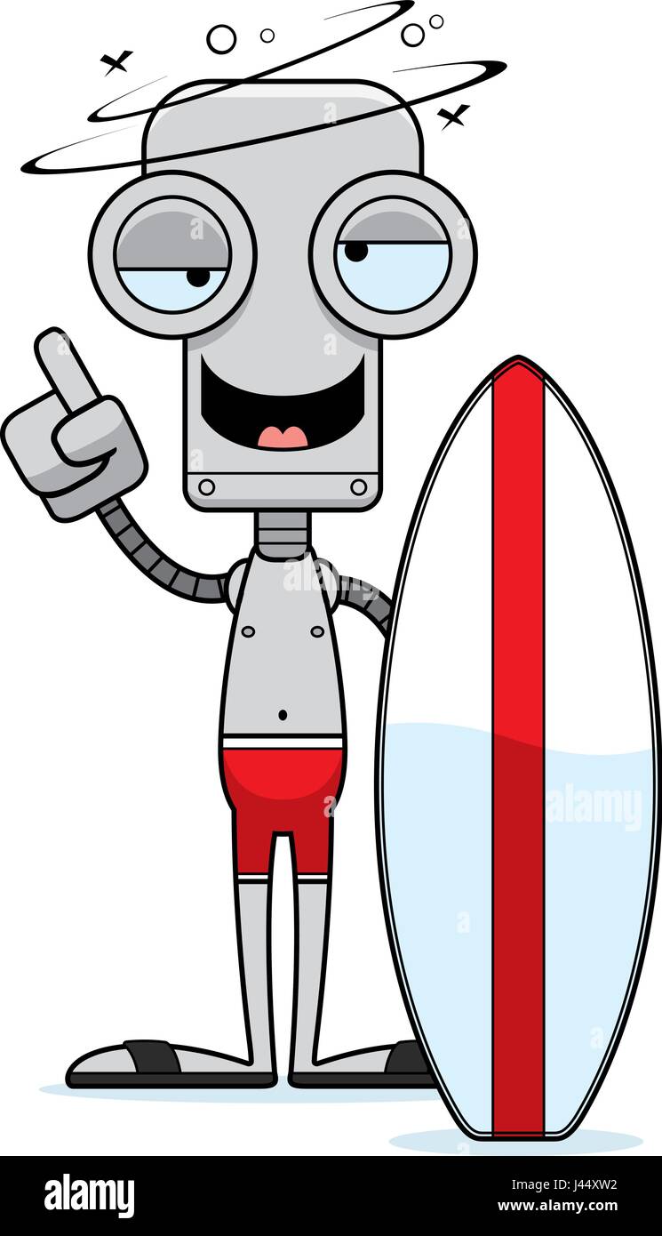 A cartoon surfer robot looking drunk Stock Vector Image & Art - Alamy
