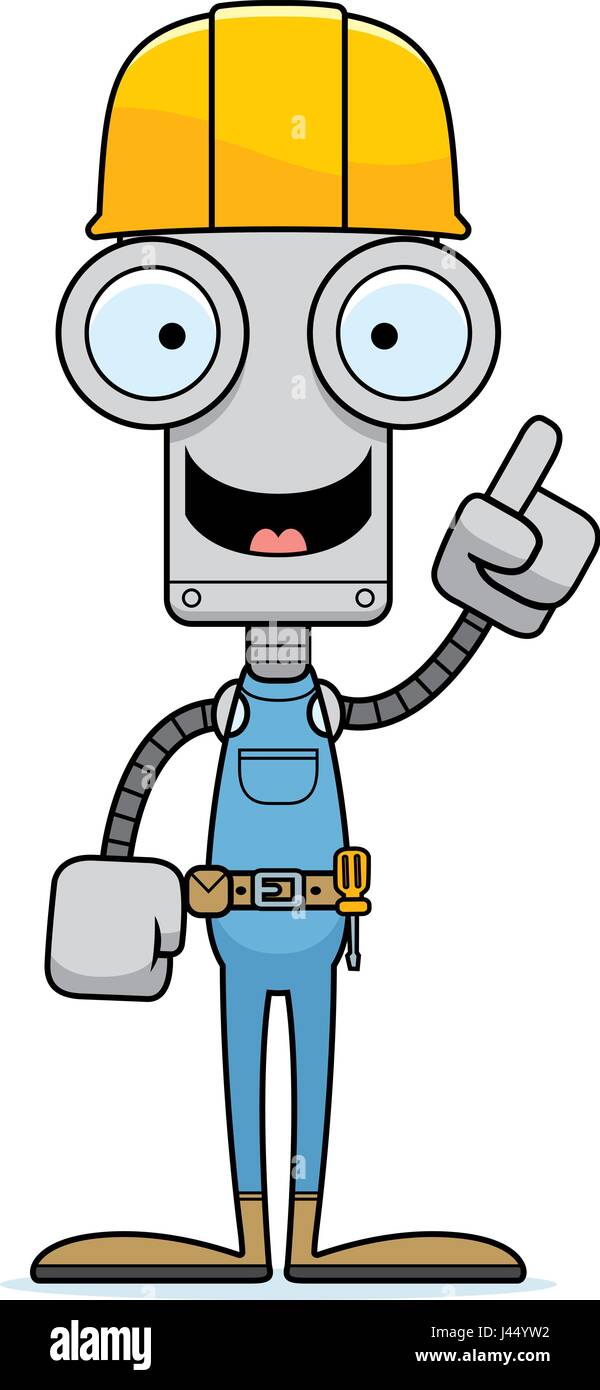 A cartoon construction worker robot with an idea Stock Vector Image ...
