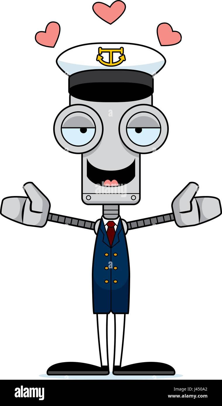 A cartoon boat captain robot ready to give a hug Stock Vector Image ...