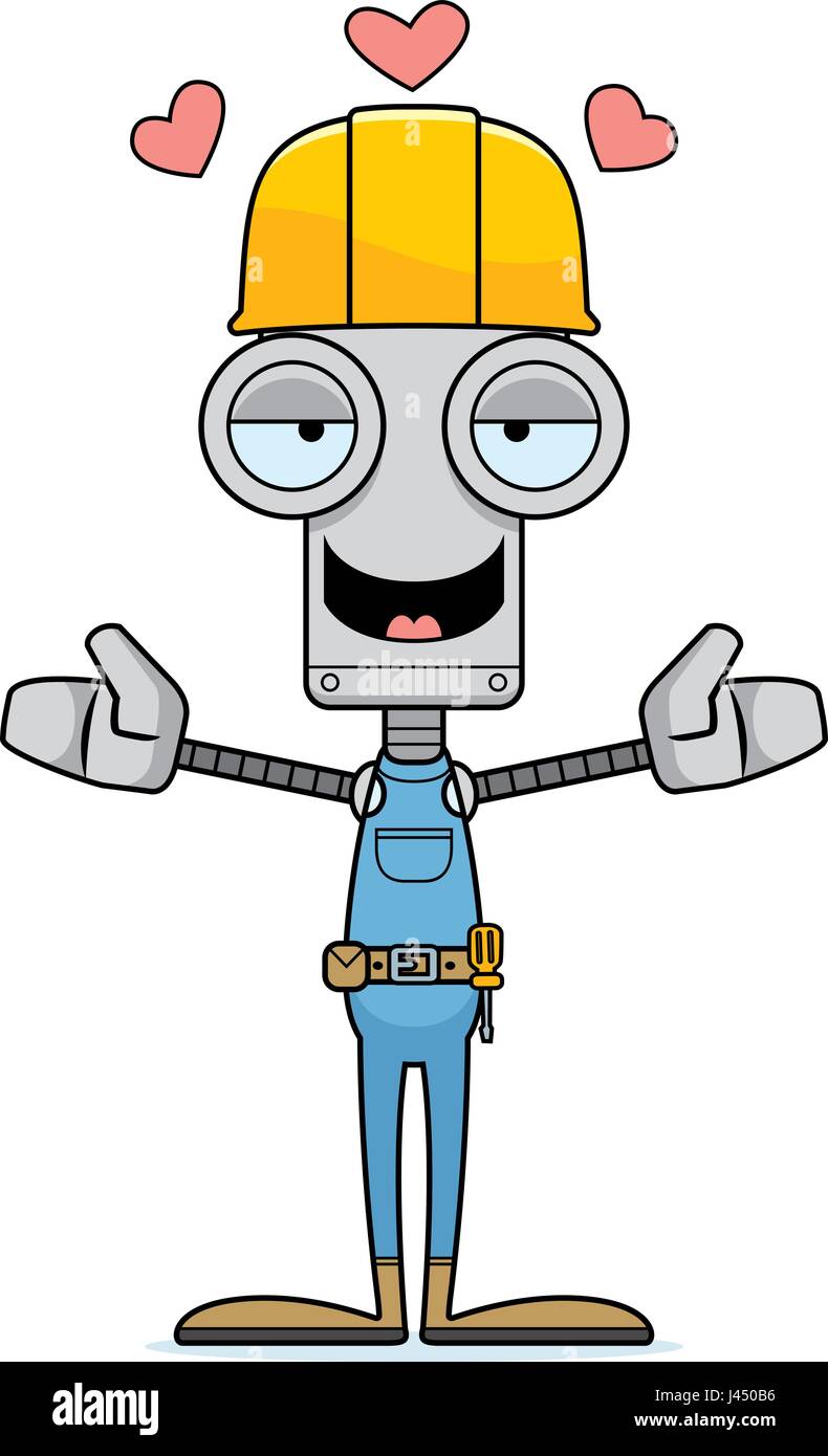 A cartoon construction worker robot ready to give a hug Stock Vector ...