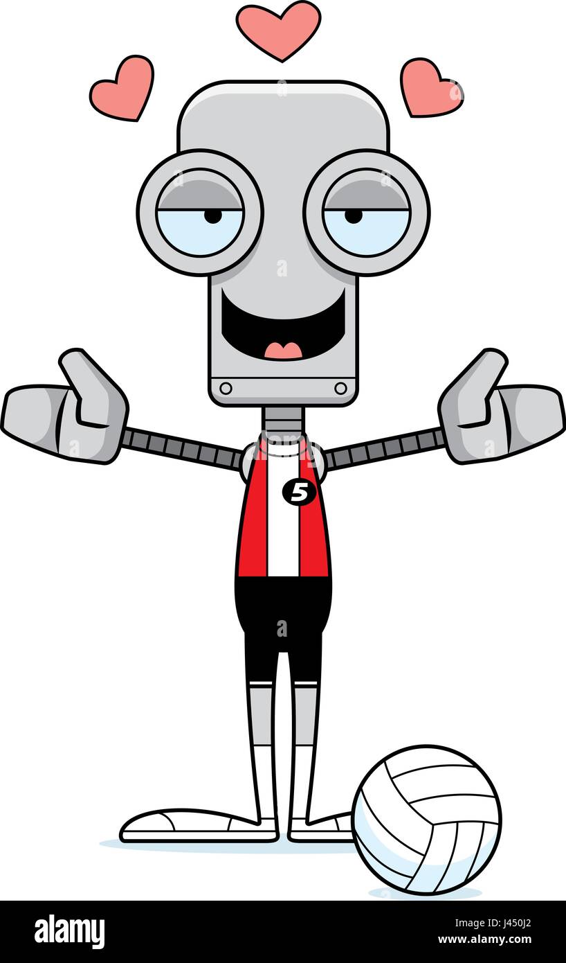A cartoon volleyball player robot ready to give a hug Stock Vector ...