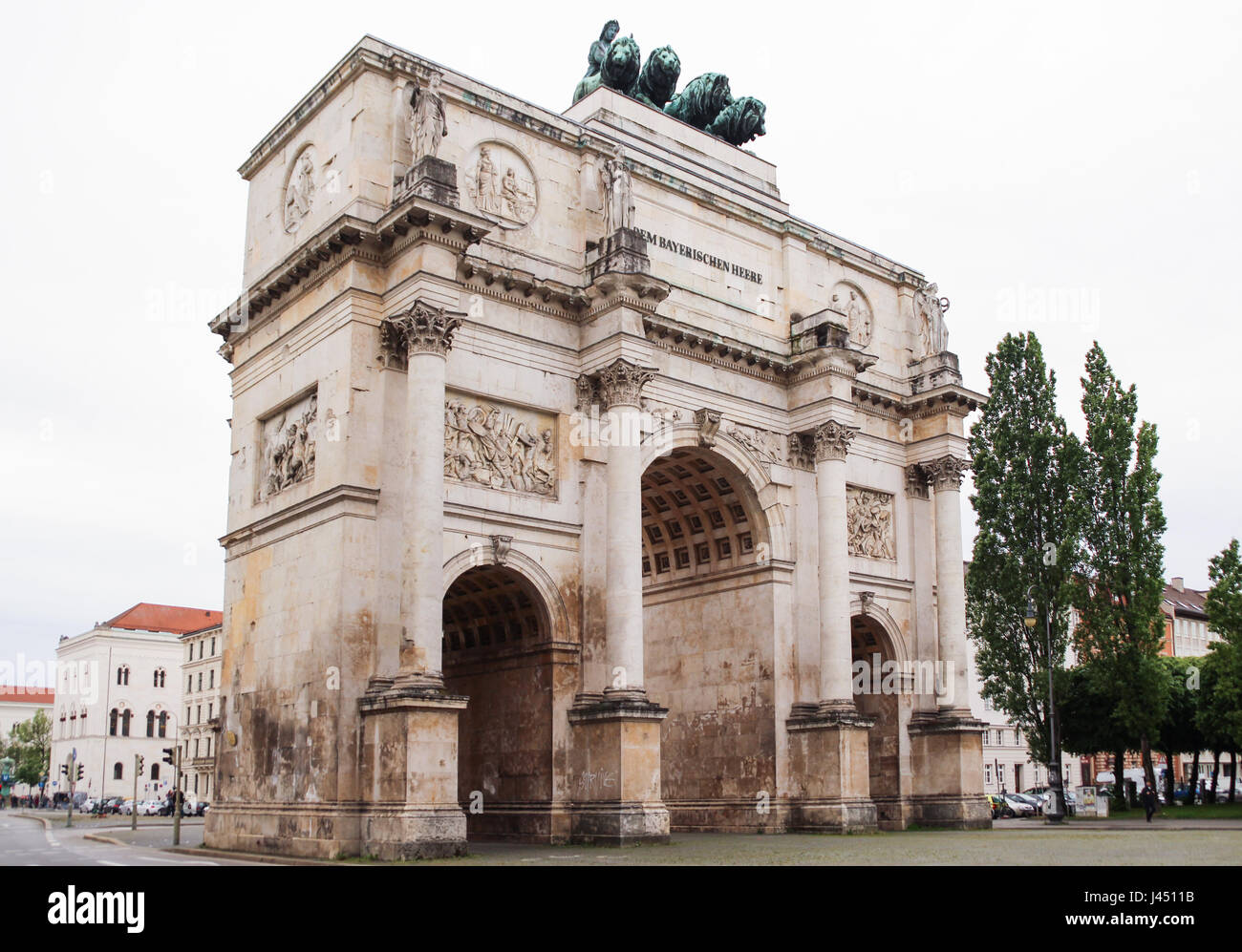 Victory Gate triumphal arch (Siegestor) in Munich, Germany Stock Photo ...