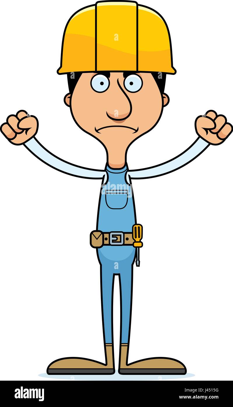 A cartoon construction worker man looking angry Stock Vector Image ...
