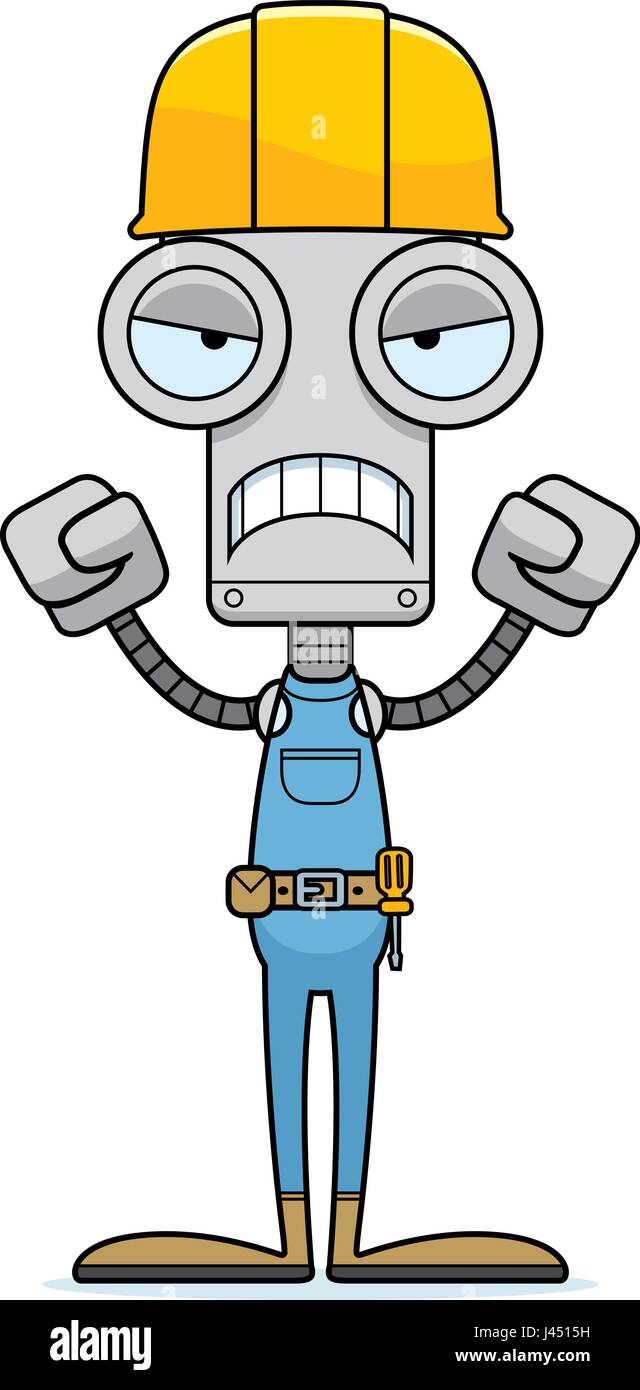 A cartoon construction worker robot looking angry Stock Vector Image ...