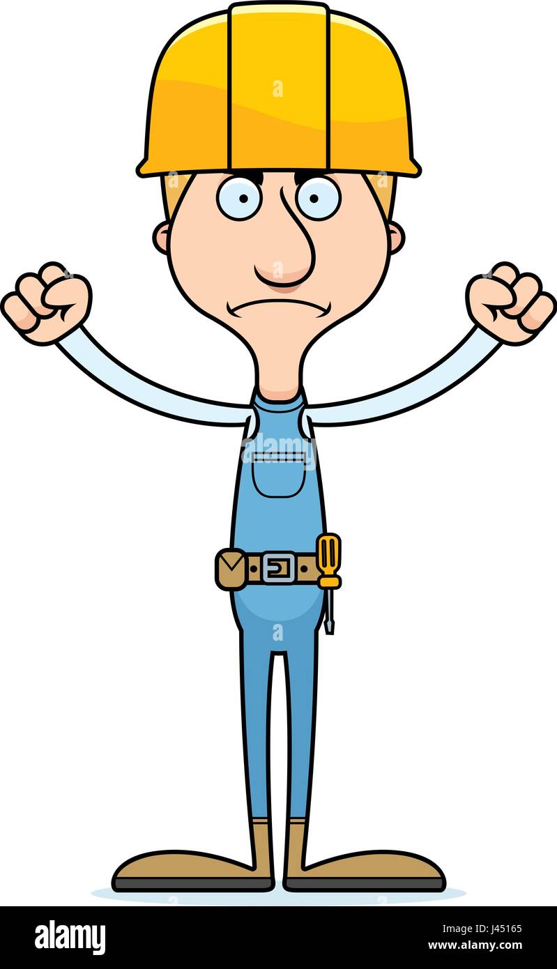 A cartoon construction worker man looking angry Stock Vector Image ...
