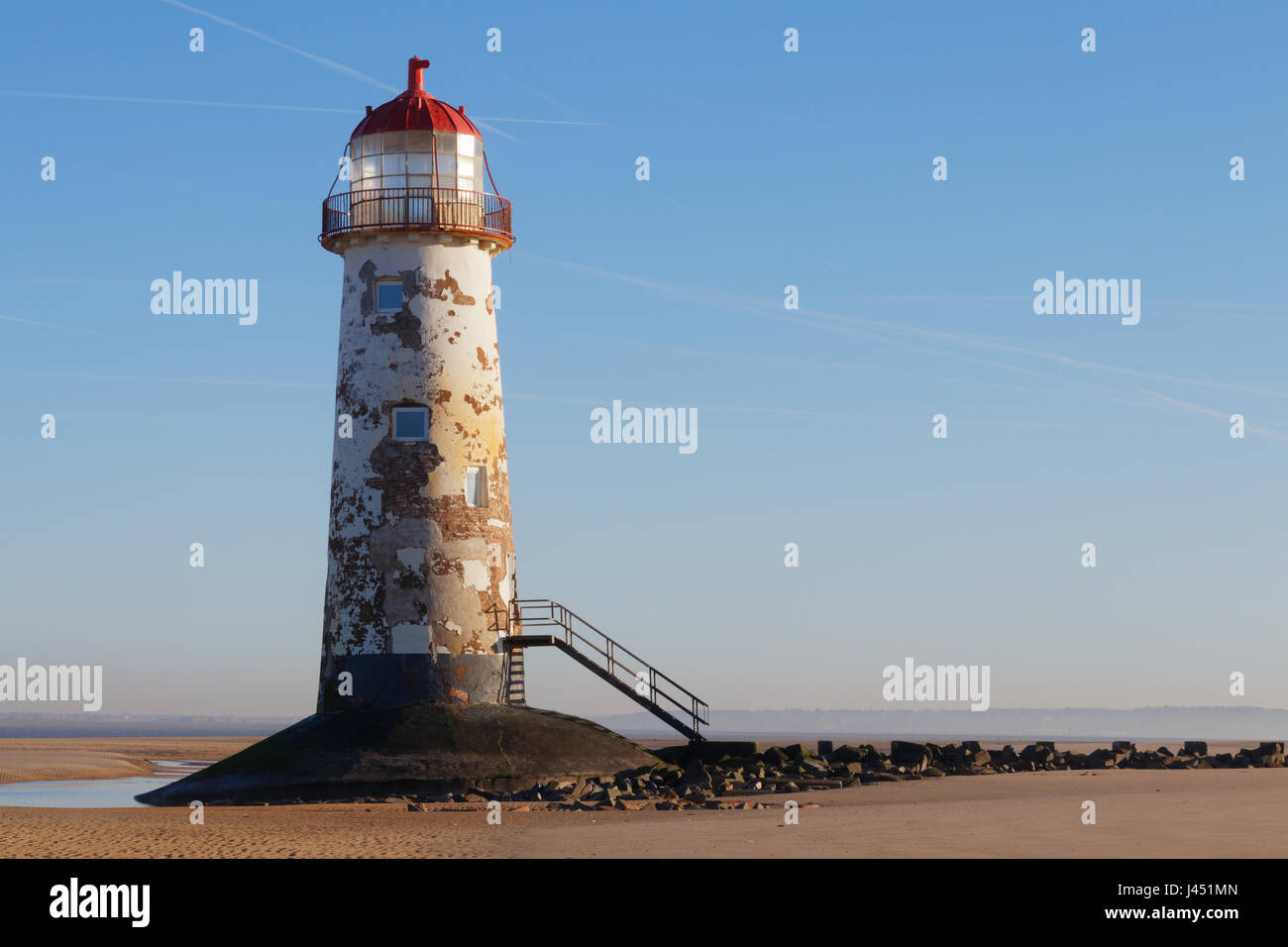 The lighthouse on the beach at Talacre Stock Photo - Alamy