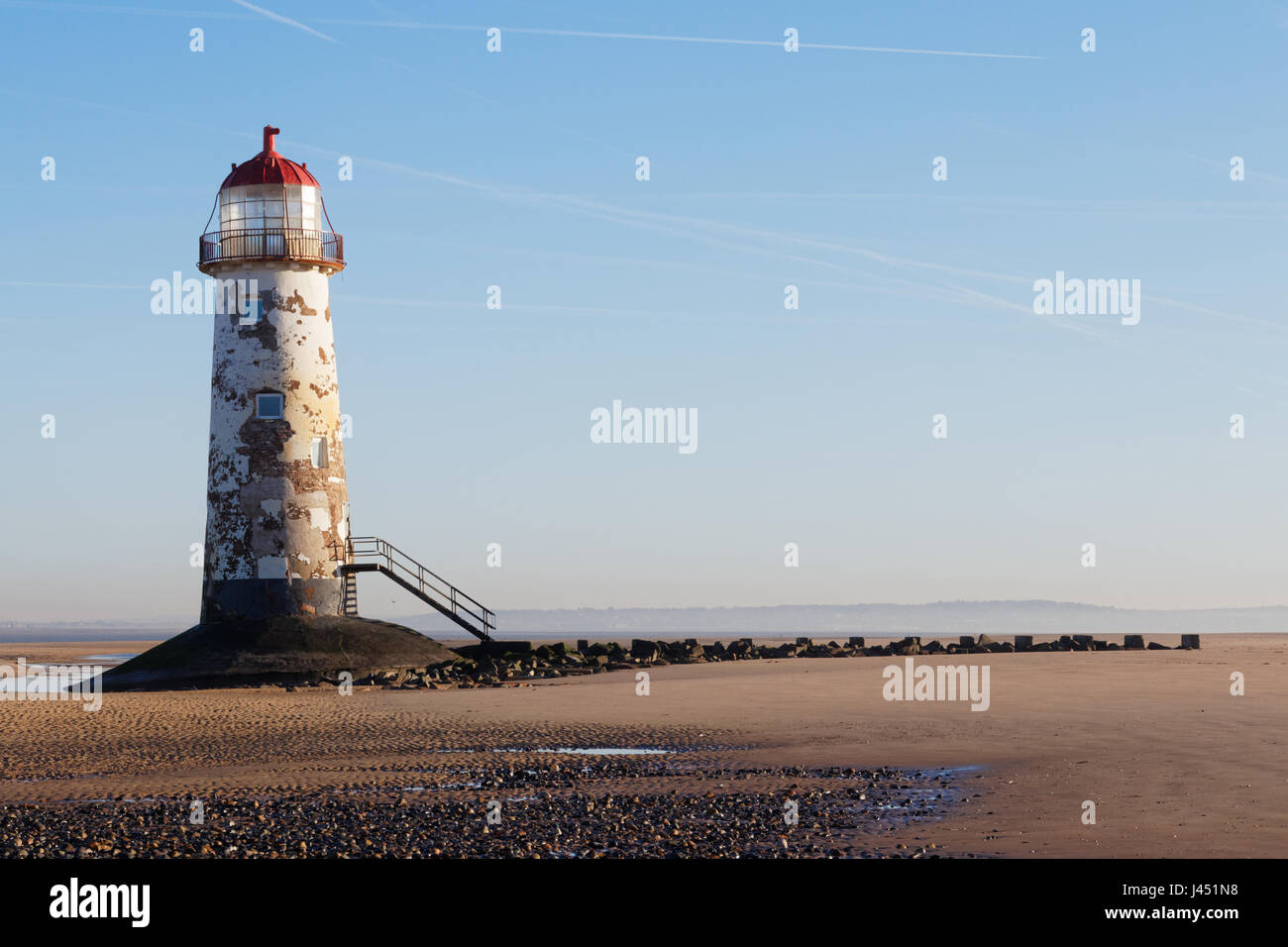 The lighthouse on the beach at Talacre Stock Photo - Alamy