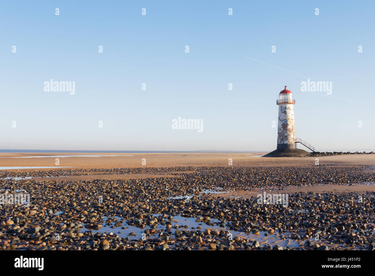 The lighthouse on the beach at Talacre Stock Photo - Alamy