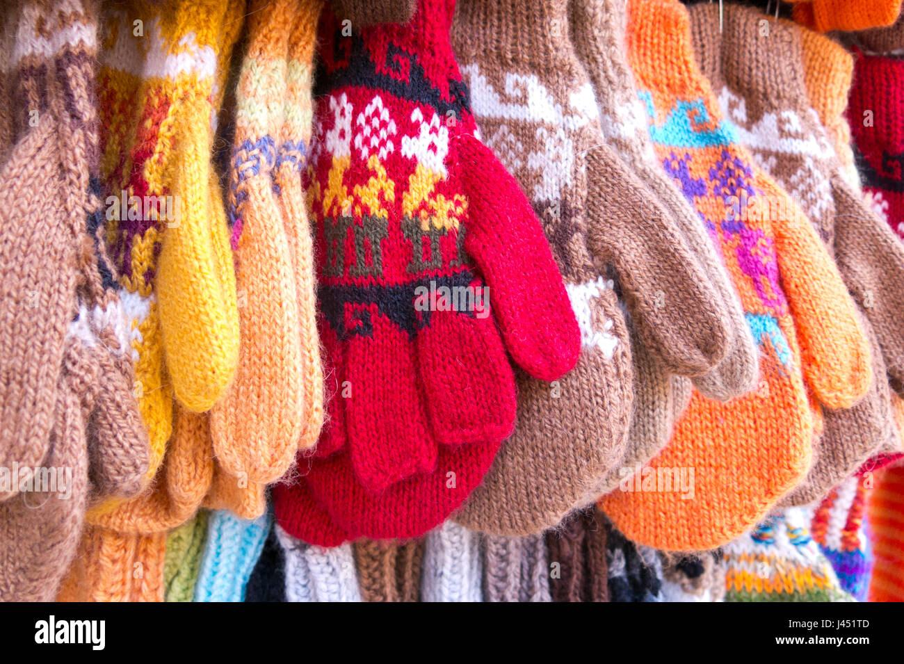 Display of traditional souvenirs at the market in La Paz city, Bolivia ...