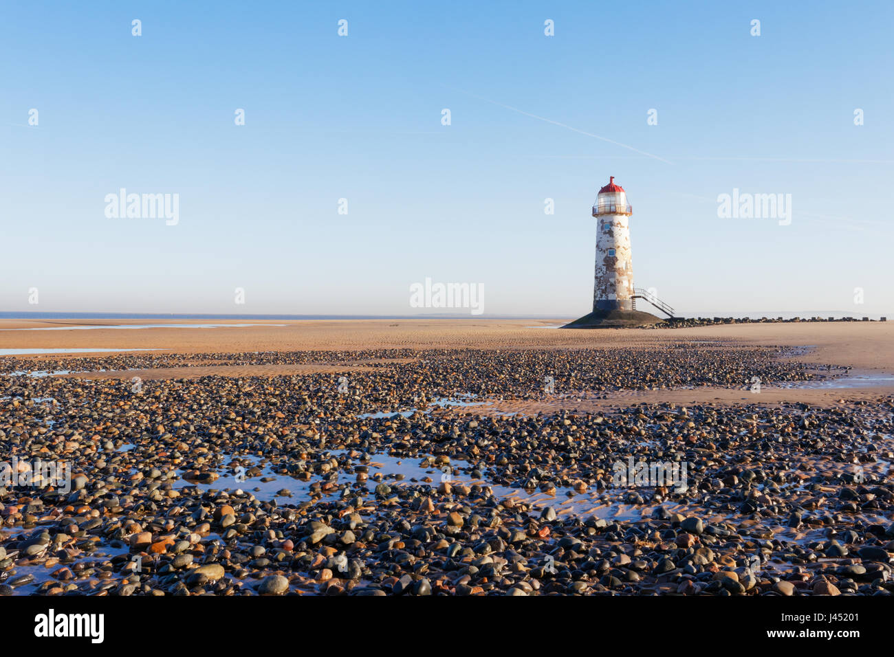 The lighthouse on the beach at Talacre Stock Photo - Alamy