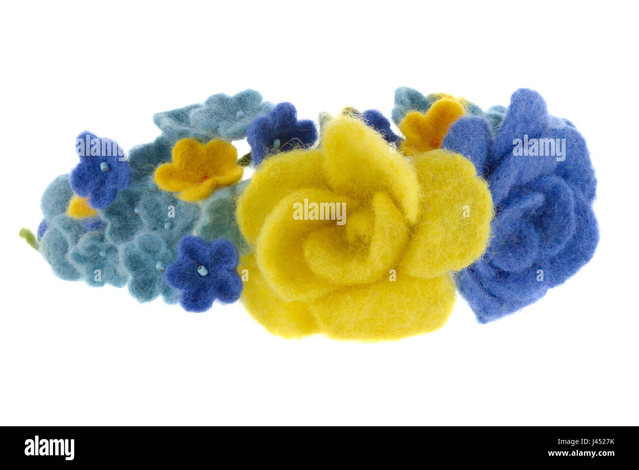 a blue and yellow beautiful roses made of wool Stock Photo - Alamy