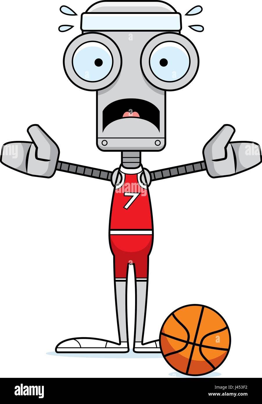 A cartoon basketball player robot looking scared Stock Vector Image ...