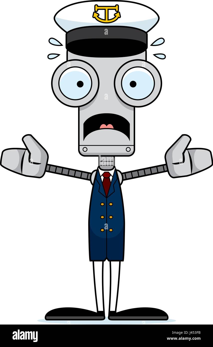 A cartoon boat captain robot looking scared Stock Vector Image & Art ...