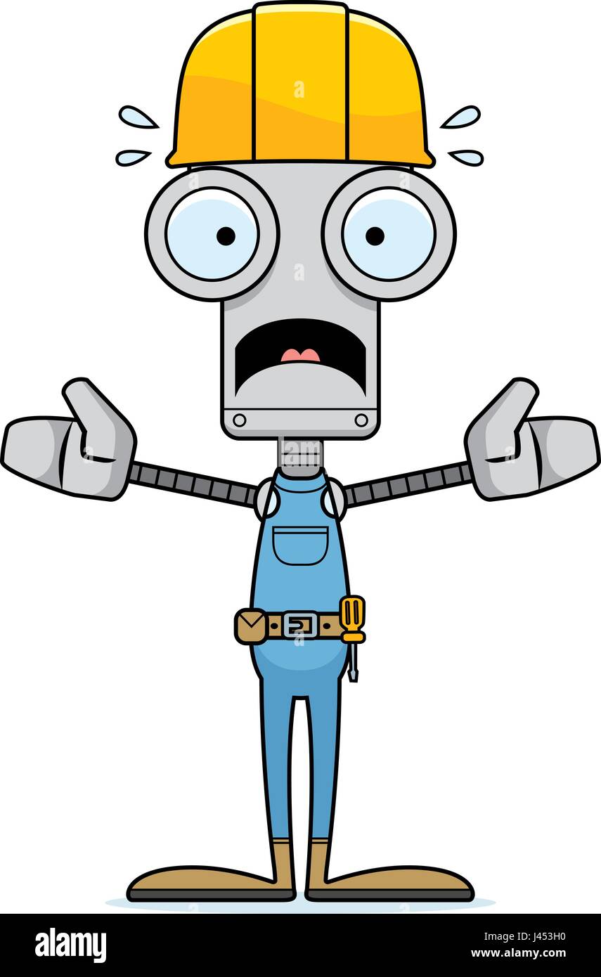 A cartoon construction worker robot looking scared Stock Vector Image ...