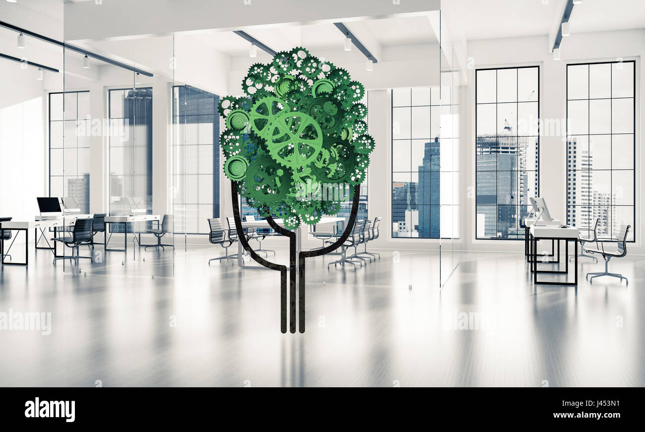 Eco green environment concept presented by tree as working mecha Stock ...