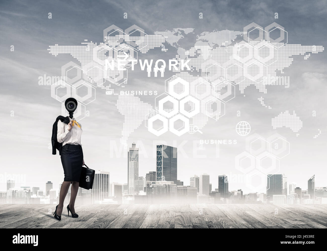 Concept of security and privacy protection with camera headed wo Stock ...