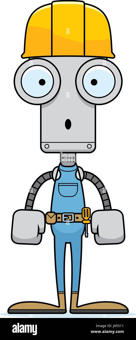 A cartoon construction worker robot looking surprised Stock Vector ...