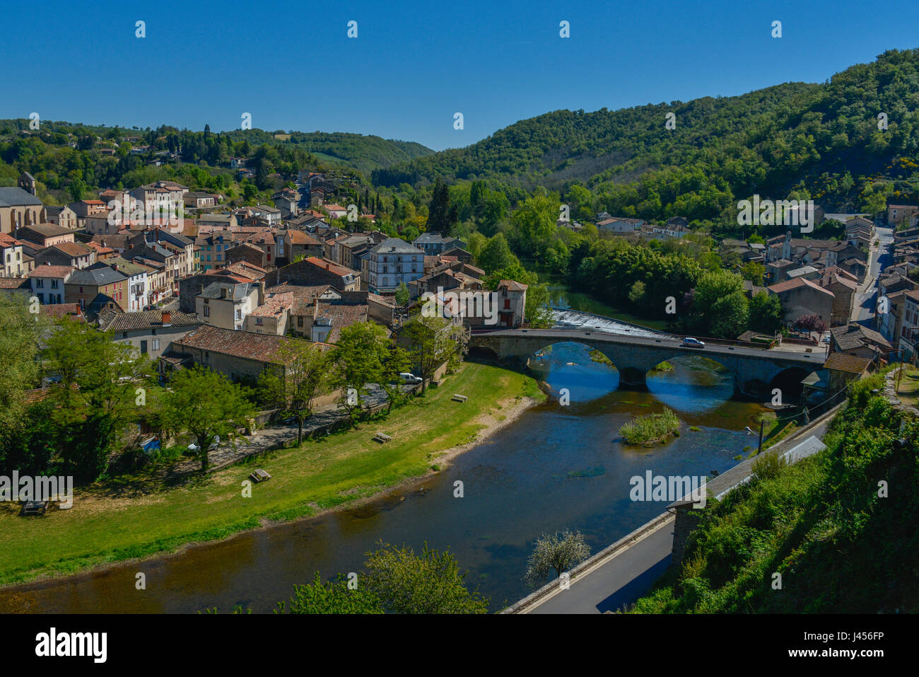 The medieval fortress and town of St Martin Laguepie, in the Tarn ...