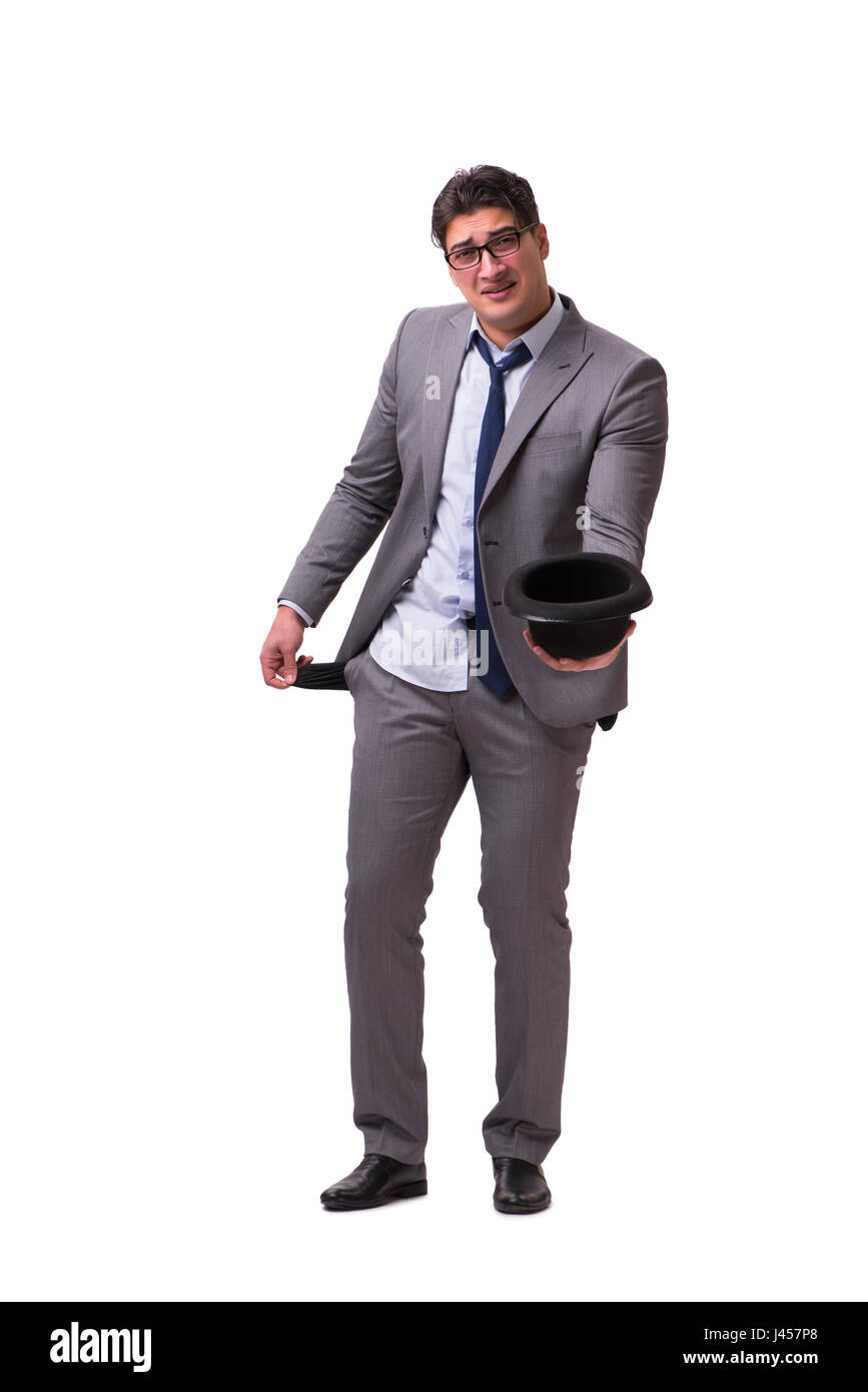 Bankrupt businessman isolated on white background Stock Photo - Alamy