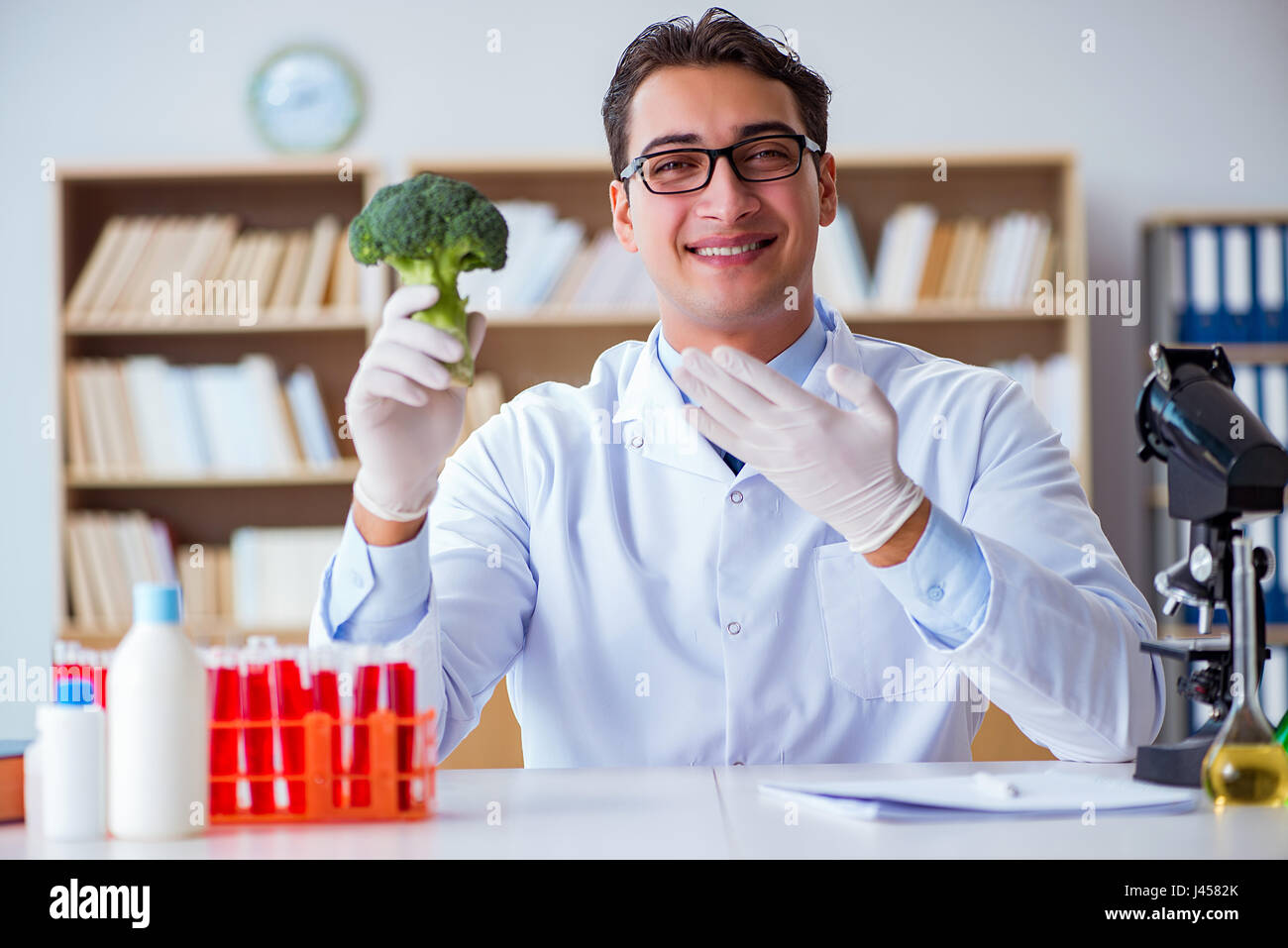 Scientist working on organic fruits and vegetables Stock Photo - Alamy