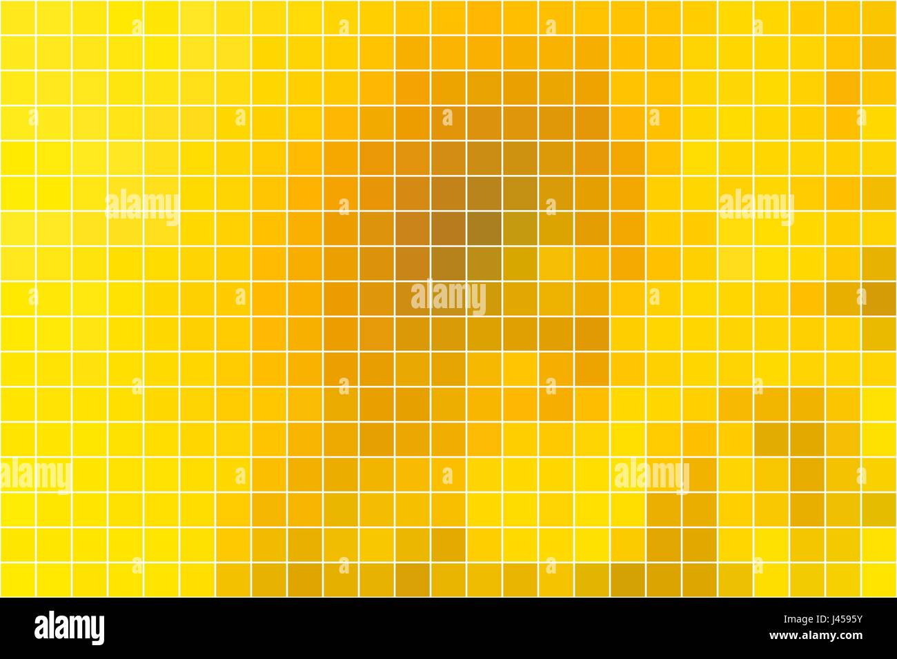 Bright golden yellow abstract vector square tiles over white mosaic ...