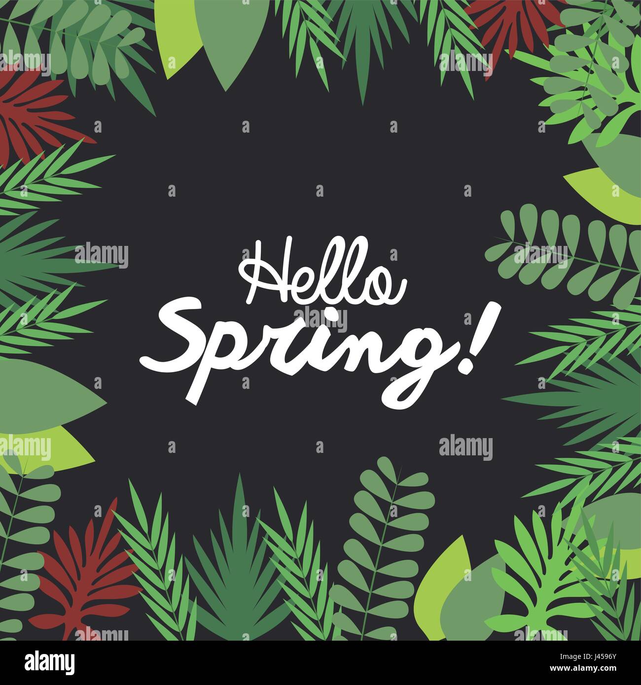 hello spring letter decorating, leaf natural dark background season ...