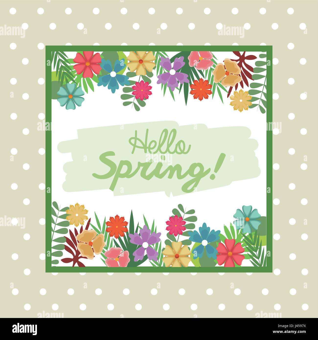 hello spring letter decorating leaf and flower, season Stock Vector ...