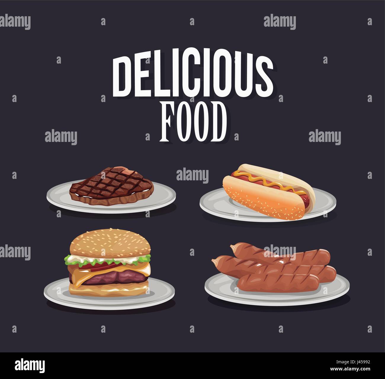 delicious food. fast food collection menu restaurant design Stock ...