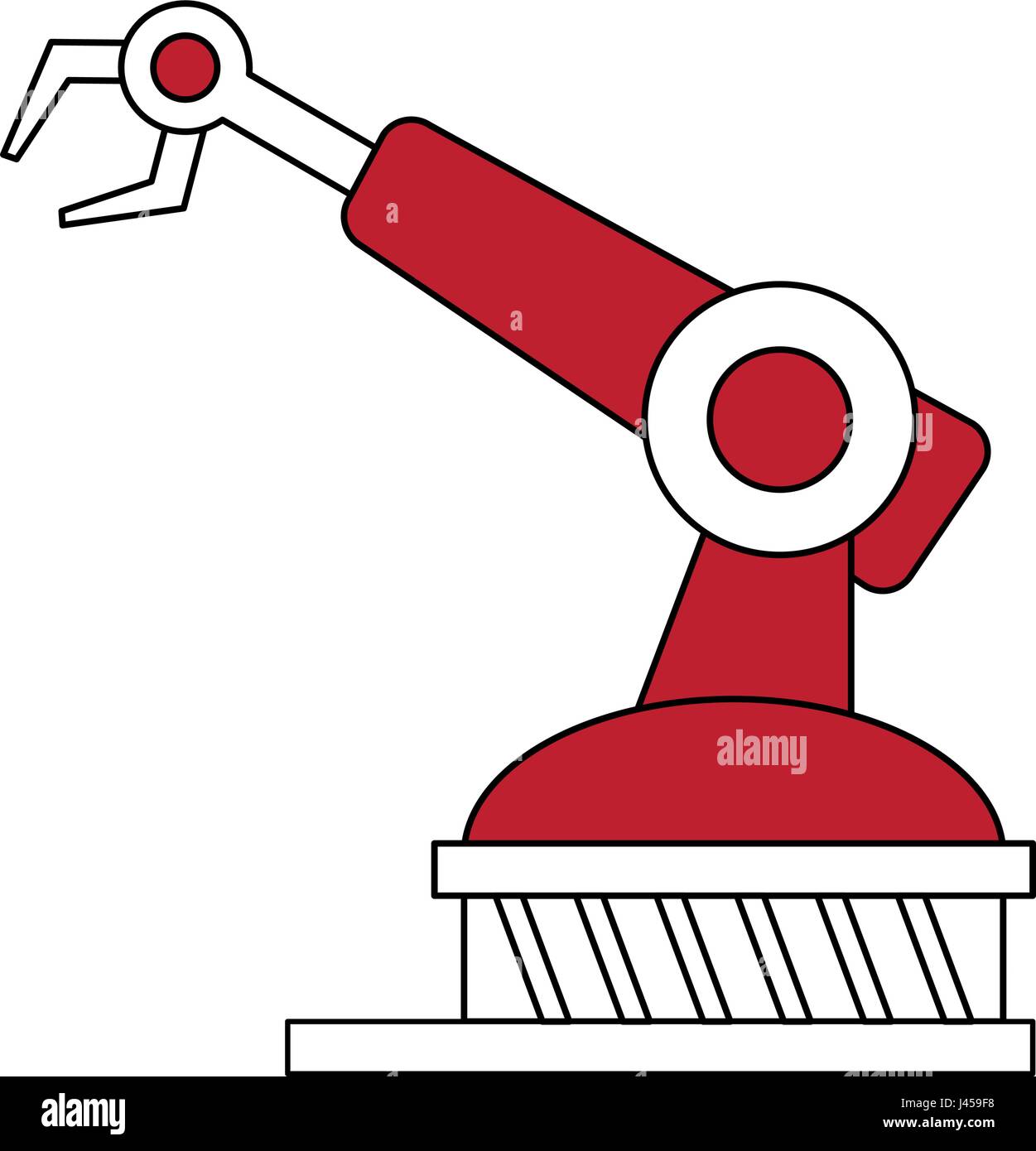 color silhouette cartoon industrial mechanical robot arm with piece ...