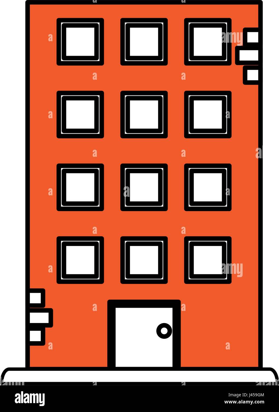 color contour cartoon orange facade building structure Stock Vector ...