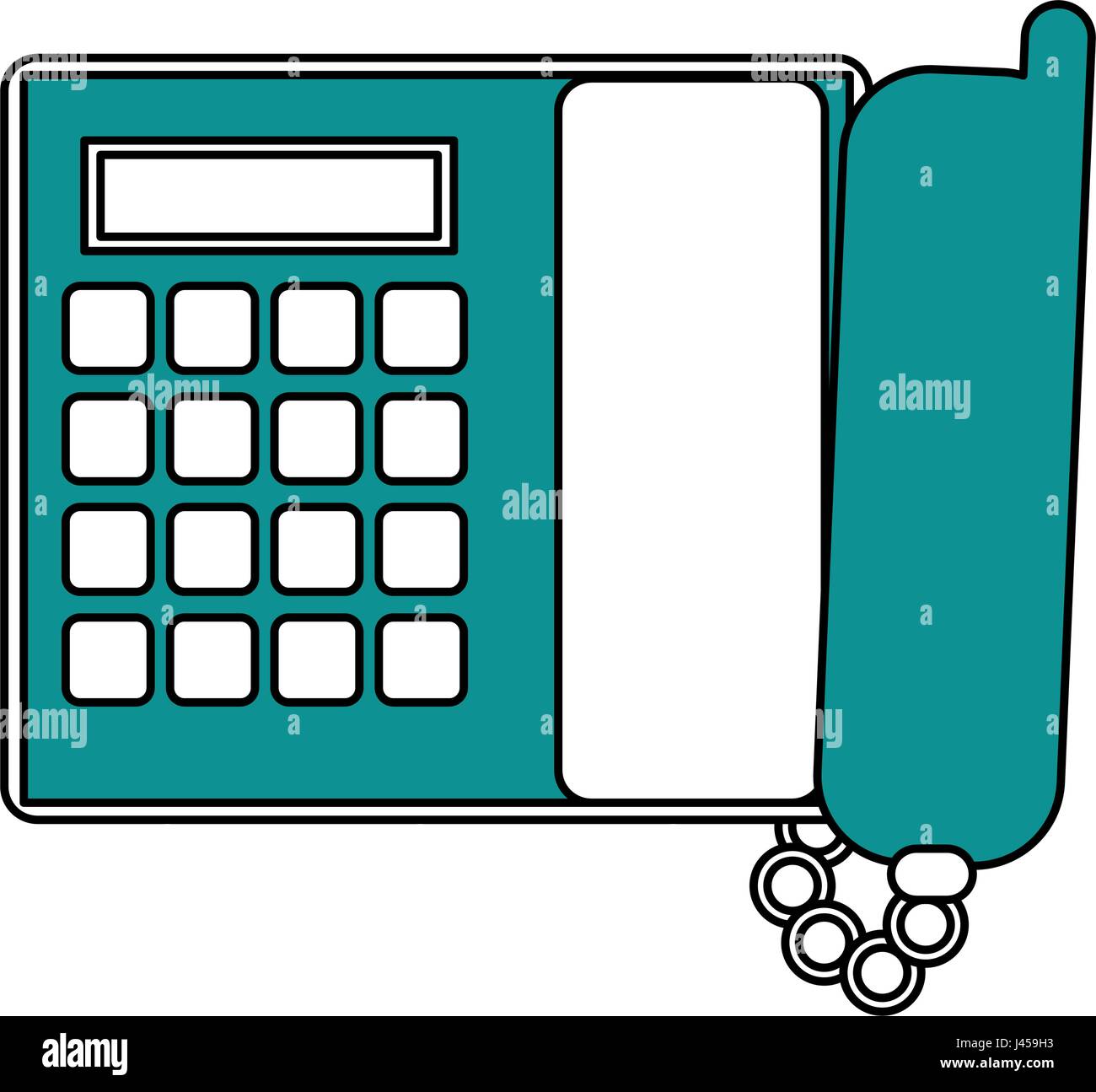 color contour cartoon blue base phone with auricular Stock Vector Image ...