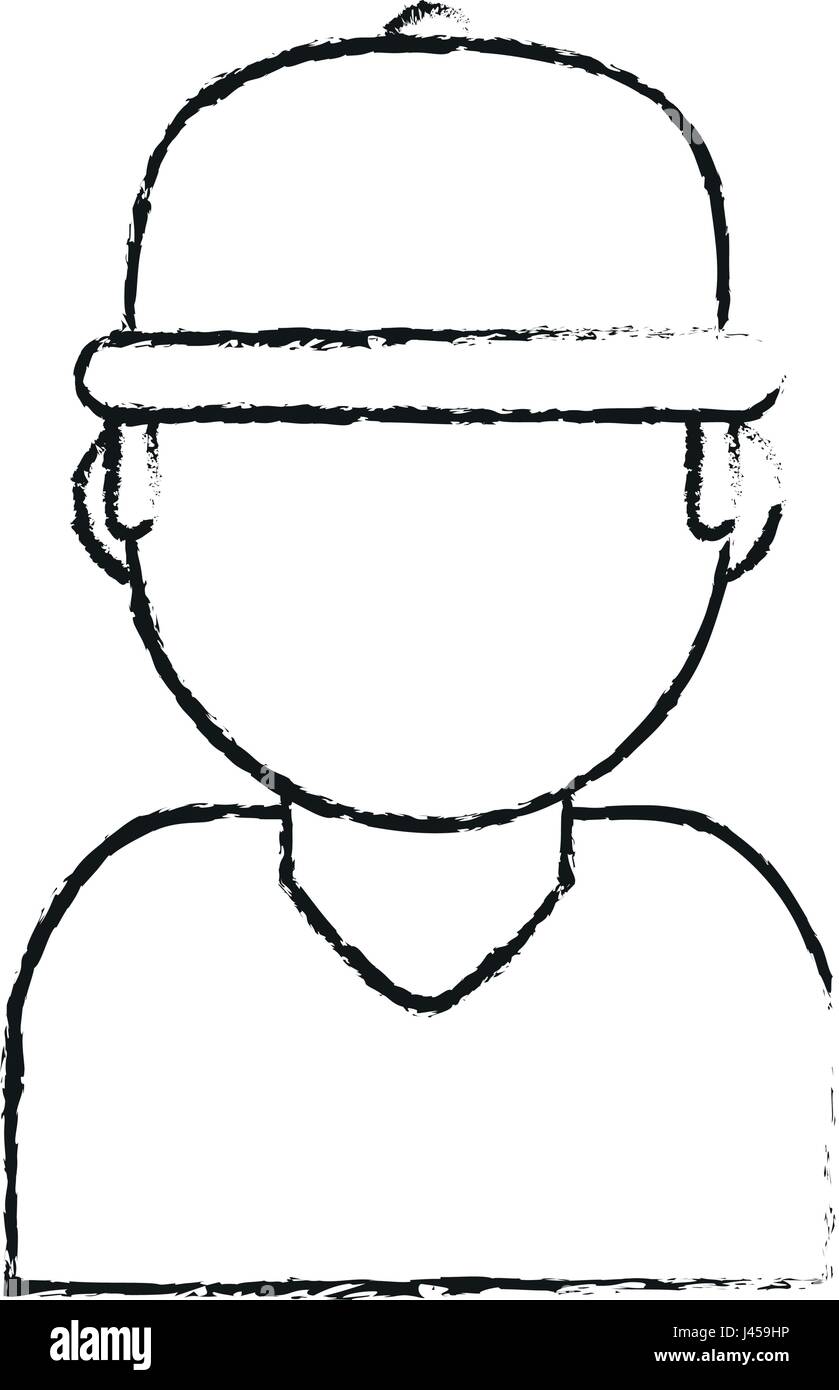 blurred silhouette cartoon half body faceless man with hat Stock Vector ...