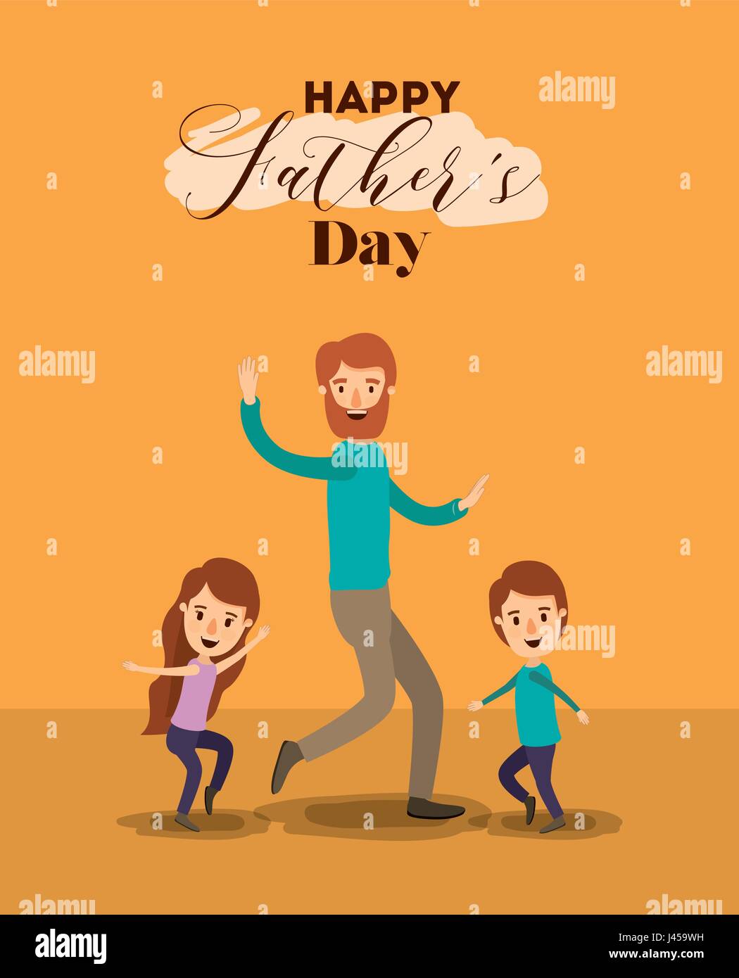 colorful background of dad and sons celebrate dancing on the fathers ...