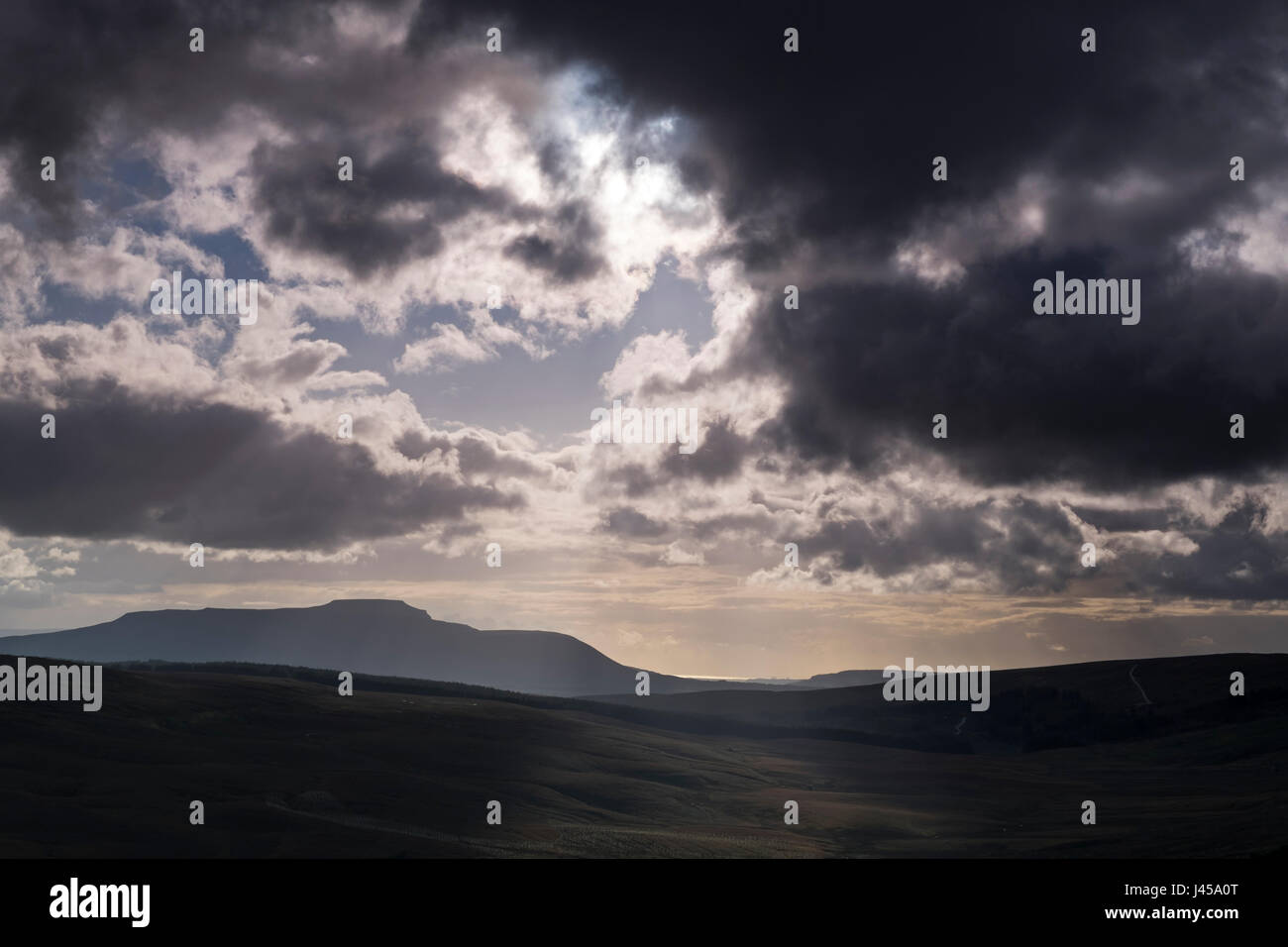 Looking across to Ingleborough from Oughtershaw Road in the Yorkshire ...