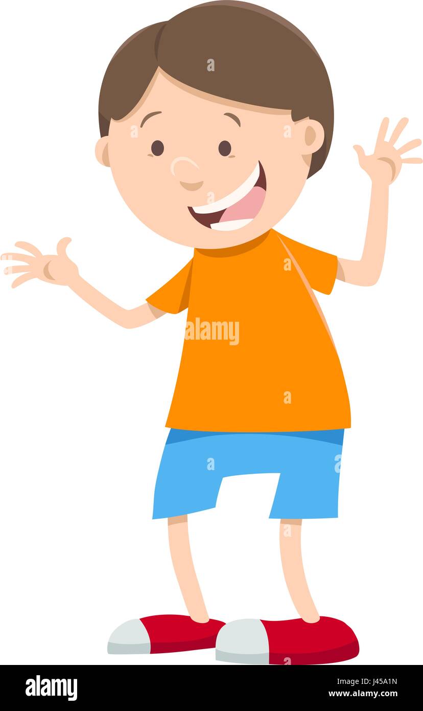 Cartoon Illustration of Happy Boy Child Character Stock Vector Image ...