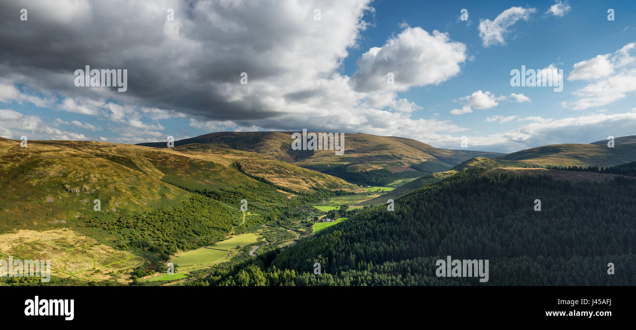 Panoramic shot of the College Valley and Cheviot from the summit of ...