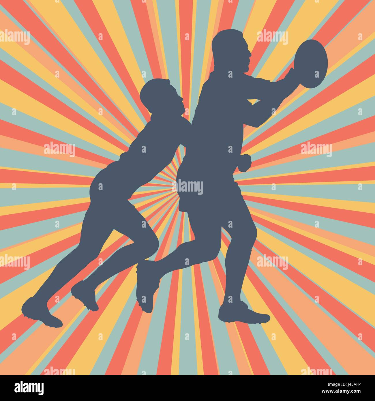 Rugby player man landscape vector background with forest trees Stock ...