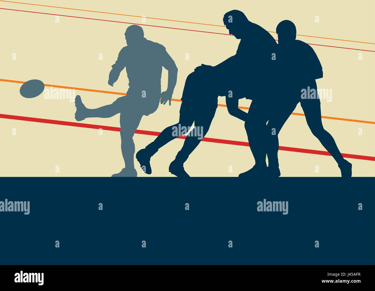 Rugby player man landscape vector background with forest trees Stock ...