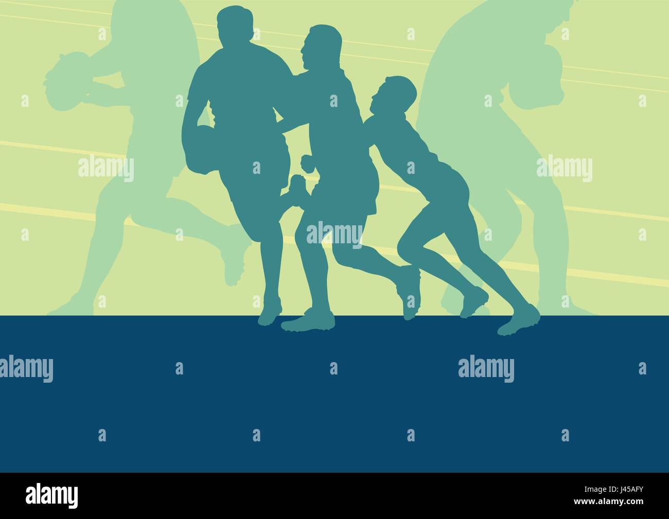 Rugby player man landscape vector background with forest trees Stock ...