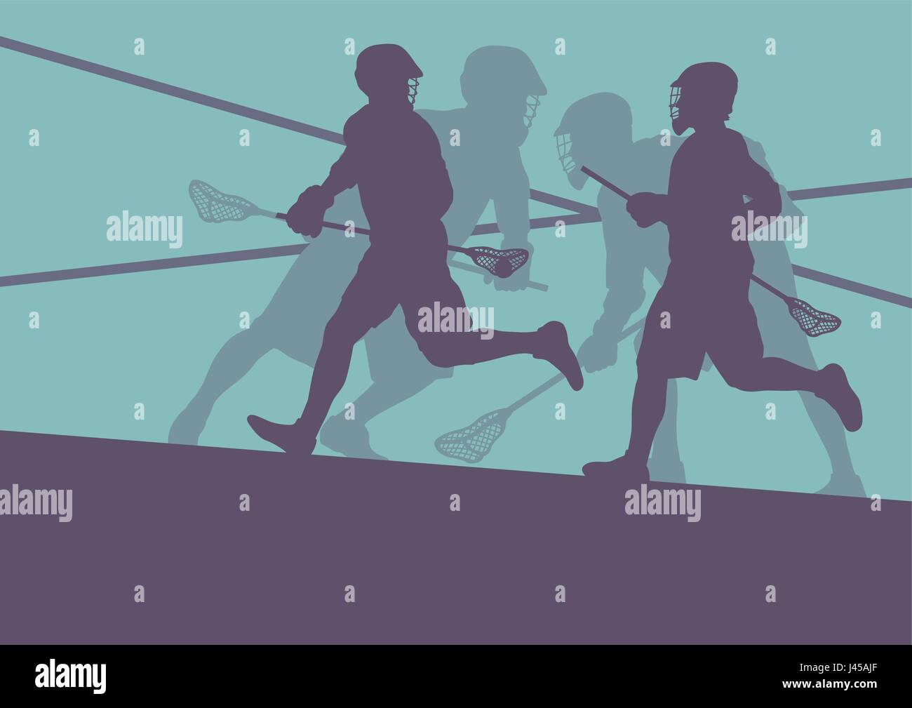 Lacrosse player in protective gear teamwork sport vector background ...